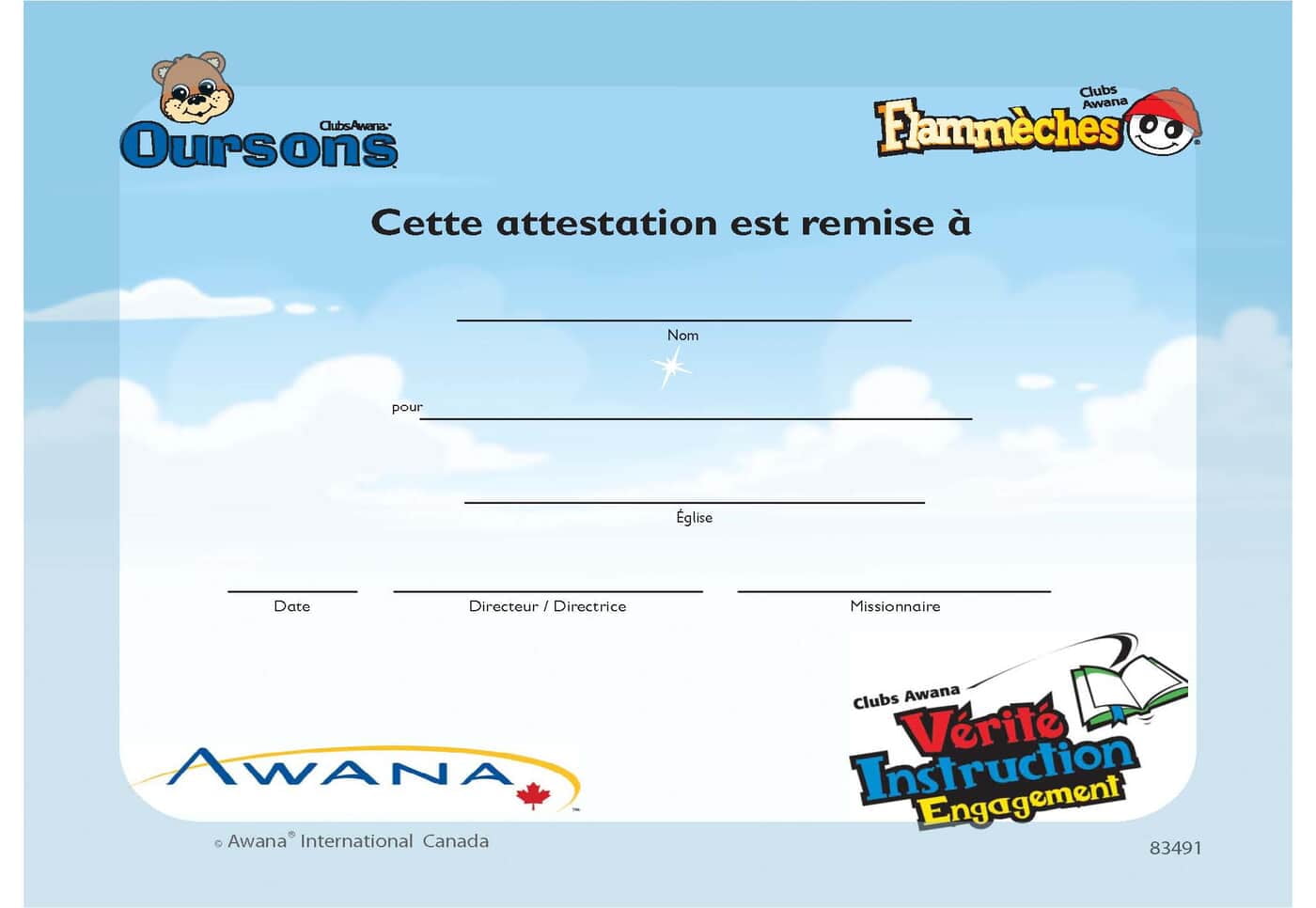 Attestation à personnaliser