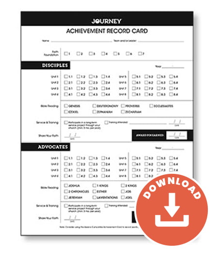 Journey Achievement Record Card (Download)