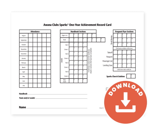 Sparks One-Year Achievement Record Card (Download)